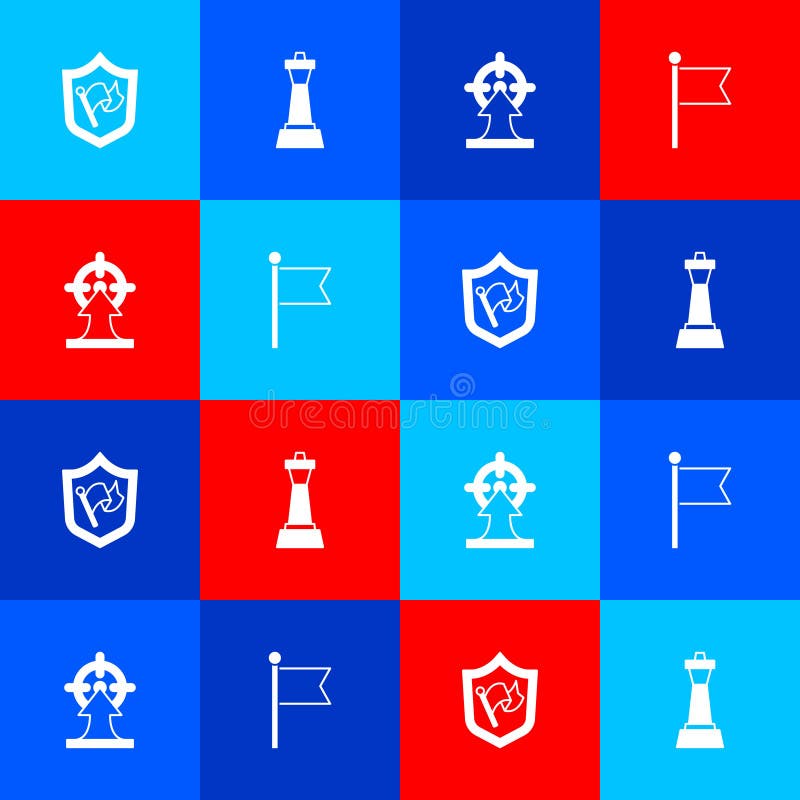 Set Shield with Flag, Chess, Target and Flag Icon. Vector Stock Vector ...