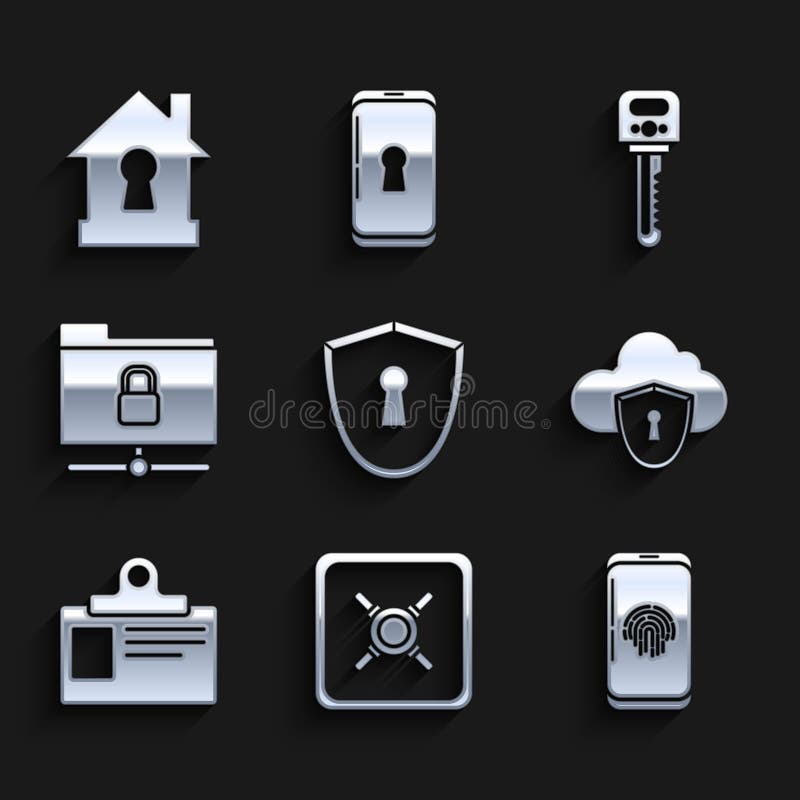 Set Shield with Keyhole, Safe, Smartphone Fingerprint Scanner, Cloud ...