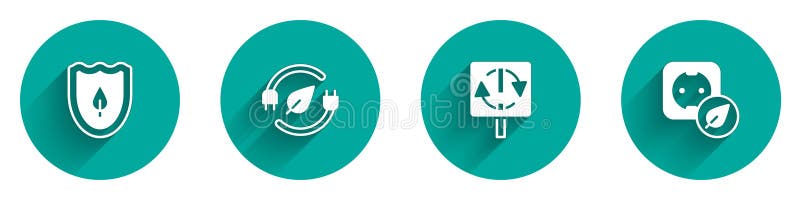 Set Shield with Leaf, Electric Saving Plug in, Recycle Symbol and ...