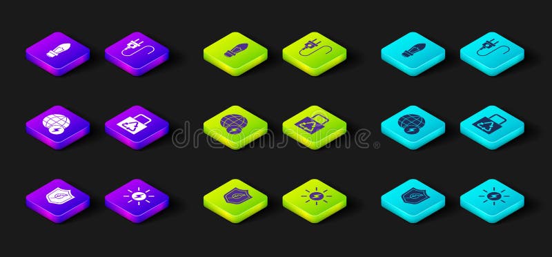 Set Shield with Leaf, Solar Energy Panel, Global Power Planet, Paper ...