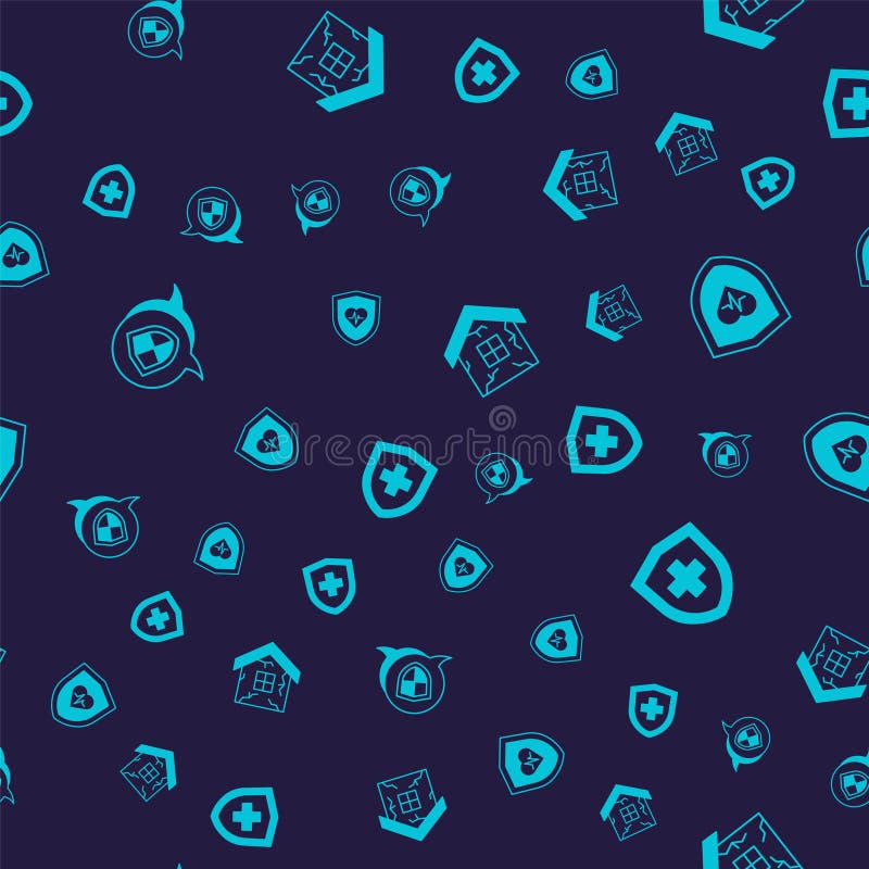 Set Shield, Life Insurance with Shield, House and on Seamless Pattern ...