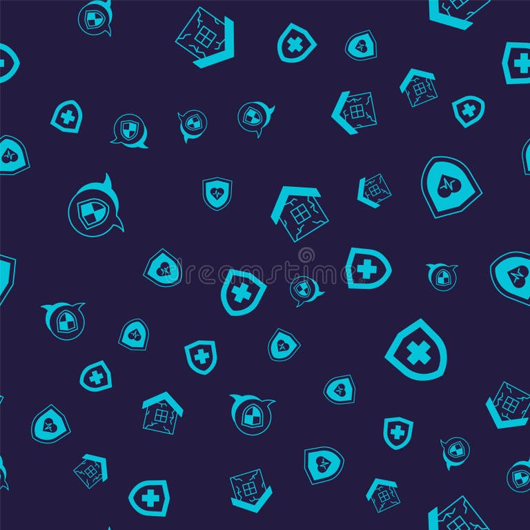 Set Shield, Life Insurance with Shield, House and on Seamless Pattern ...