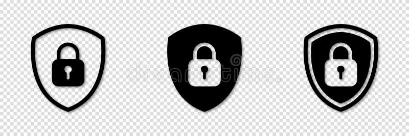 Set of Shield Lock Icon. Symbol Padlock Stock Vector - Illustration of ...