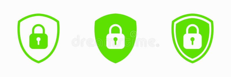 Set of Shield Lock Icon. Symbol Padlock. Vector Sign Illustration Stock ...