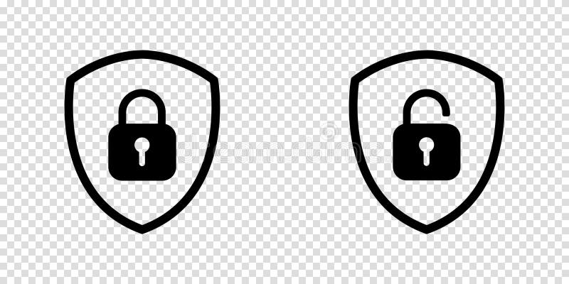 Set of Shield Lock and Unlock Icon. Symbol Padlock Stock Illustration ...