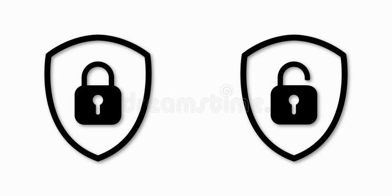 Set of Shield Lock and Unlock Icon. Symbol Padlock Stock Vector ...