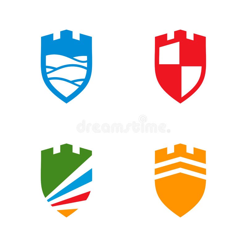 Set Of Shield Logo Design Template Stock Illustration - Illustration of ...