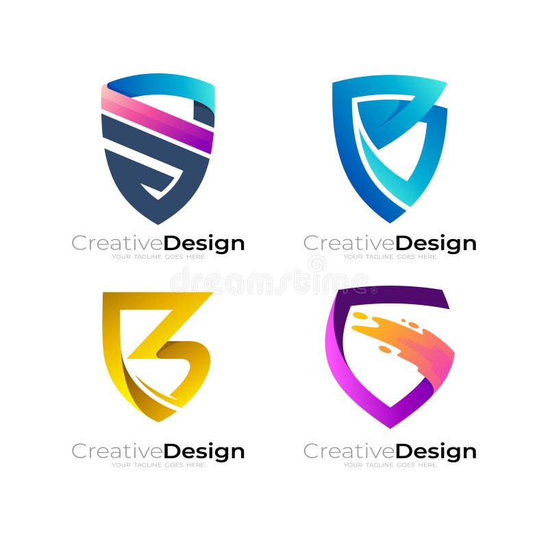 Shield Logo and 3d Colorful, Security Icon Template Stock Vector ...