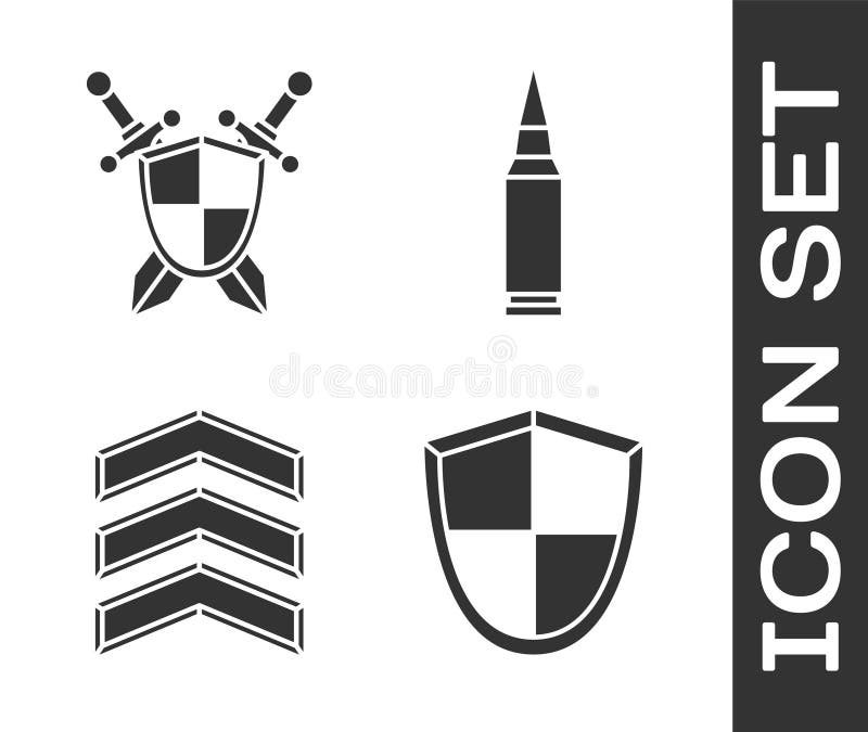 Set Shield, Medieval Shield with Crossed Swords, Military Rank and ...