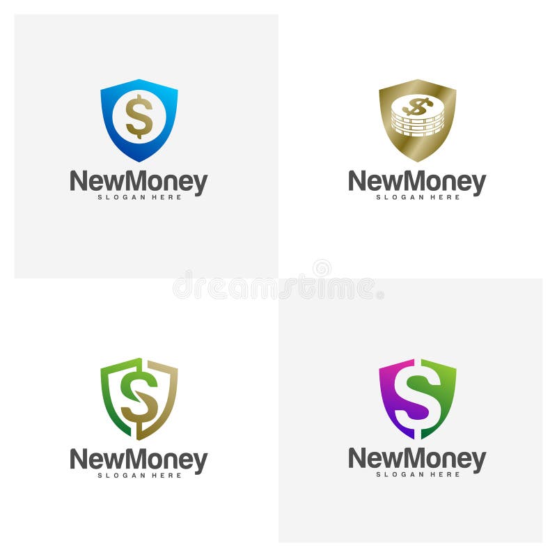 Set of Shield Money Logo Design Concept Vector, Simple Money Shield ...