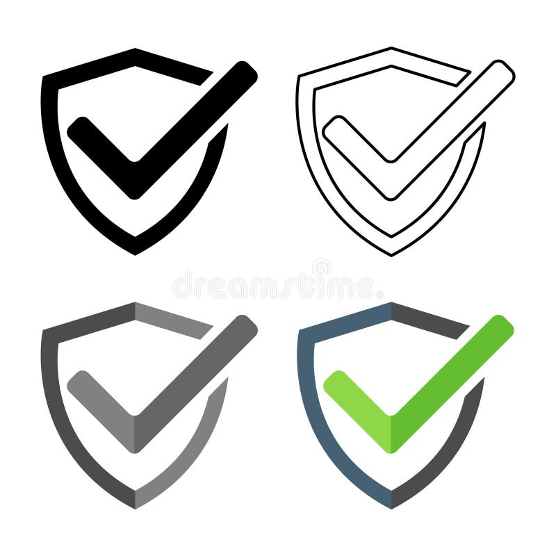Set of Shield Protect Icon, Safety Mark Web Design, Guard Symbol Vector ...