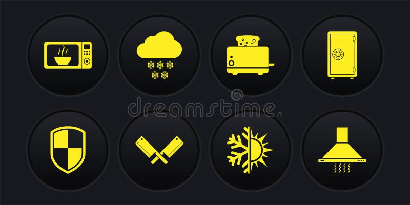 Set Shield, Safe, Crossed Meat Chopper, Sun and Snowflake, Toaster with ...