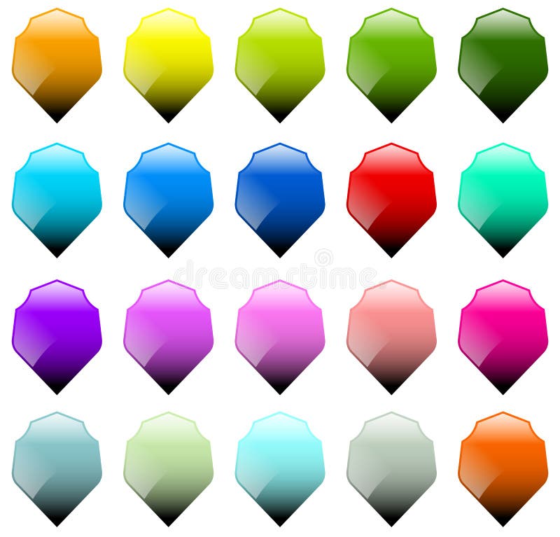 Set of 16 Shield Shapes with Different Colors Stock Vector ...