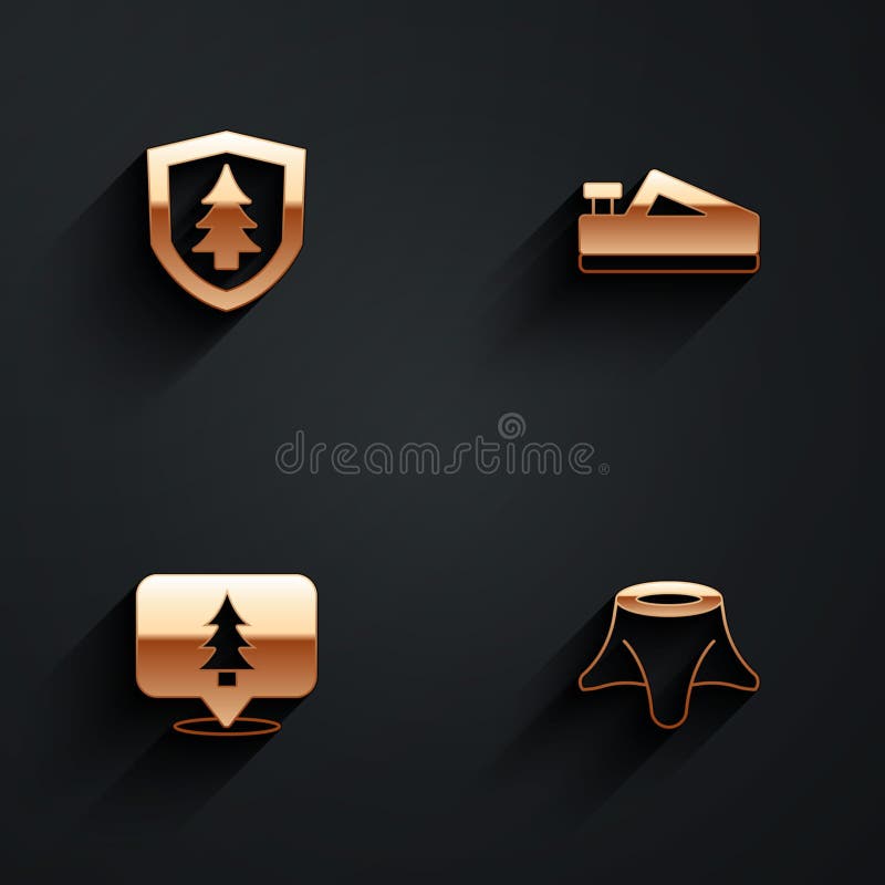 Set Shield with Tree, Wood Plane Tool, Location of the Forest and Tree ...
