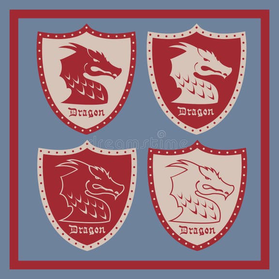 A Set of Shields with a Dragon`s Head. Vector Stock Vector ...
