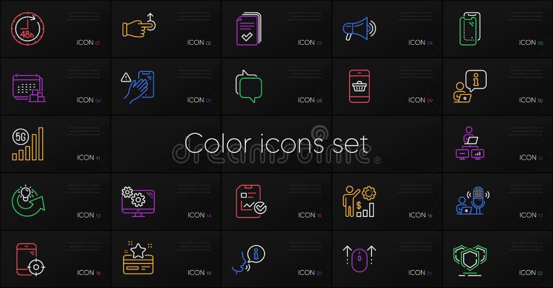 Set of Shields, Handout and Report Checklist Line Icons. for Design ...