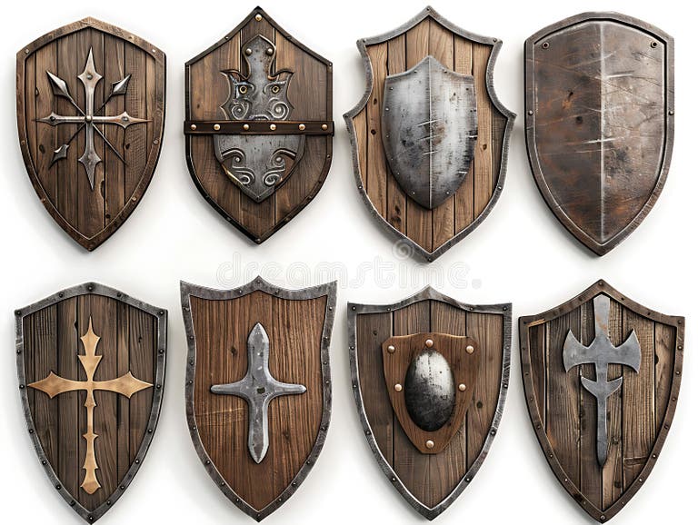 Set of Shields for Protection and Security Cut Out Stock Illustration ...