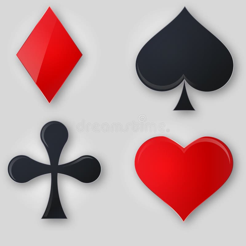 Set of Shiny Card Suit Icons in Black and Red Stock Vector ...