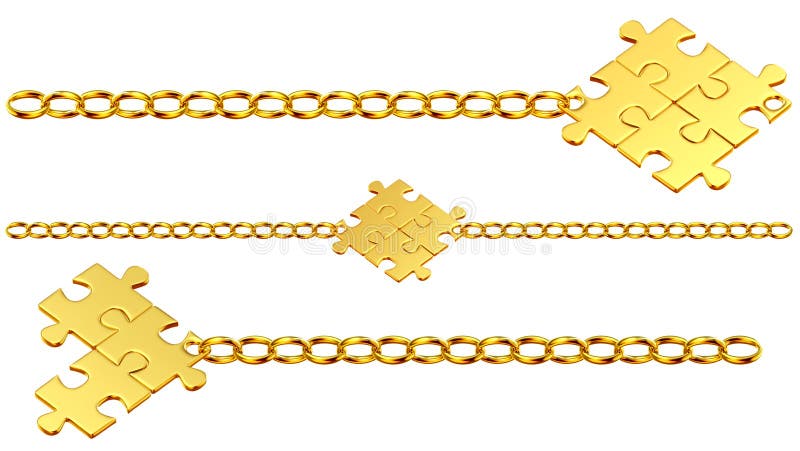 Set of Shiny Gold Chains with Puzzles Stock Illustration - Illustration ...