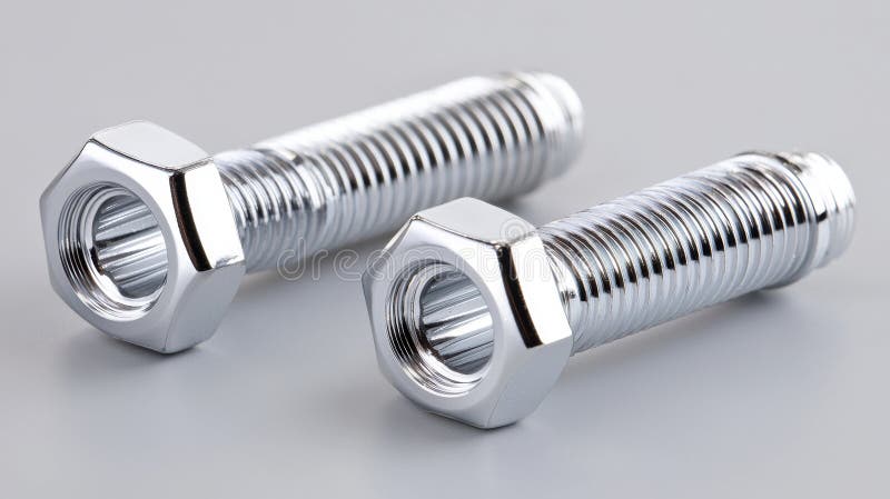 A Set of Shiny Silver Bolts and Washers. Stock Image - Image of ...