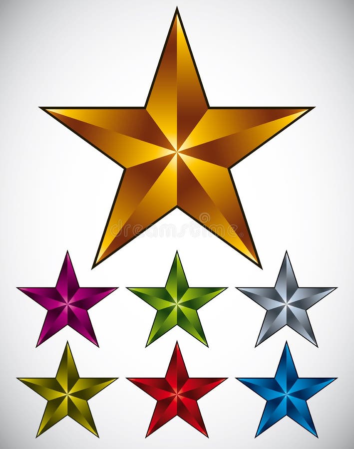 Set of shiny star icons. stock vector. Illustration of pentagram - 47867863