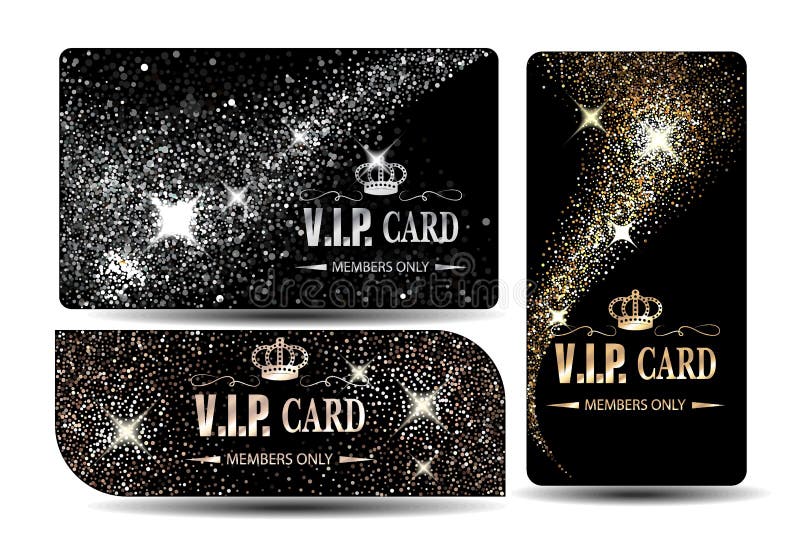 Set of shiny VIP cards stock vector. Illustration of plastic - 66734746