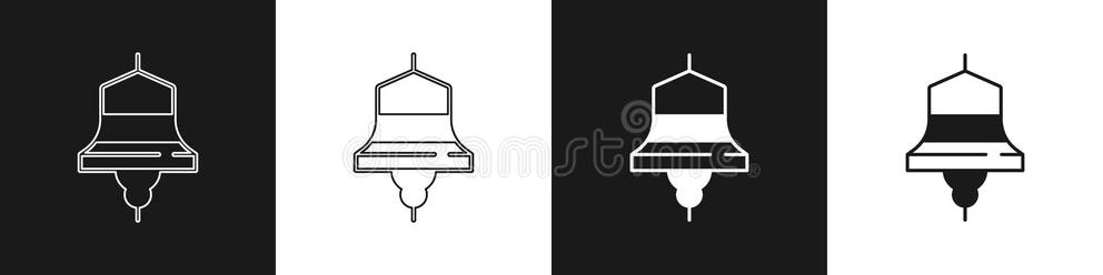 Set Ship Bell Icon Isolated on Black and White Background. Vector Stock ...