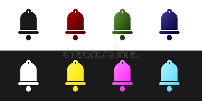 Set Ship Bell Icon Isolated on Black and White Background. Vector Stock ...