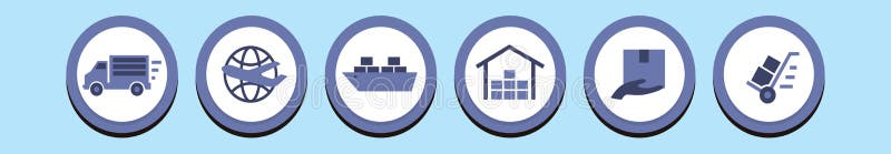 Set of Shipping Cartoon Icon Design Template with Various Models ...