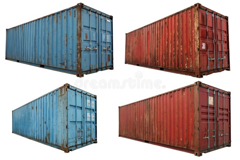 A Set of Shipping Containers on a White Background Stock Image - Image ...