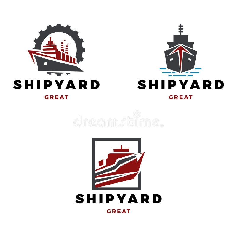 Set of Shipyard Icon Logo Design Template Stock Vector - Illustration ...