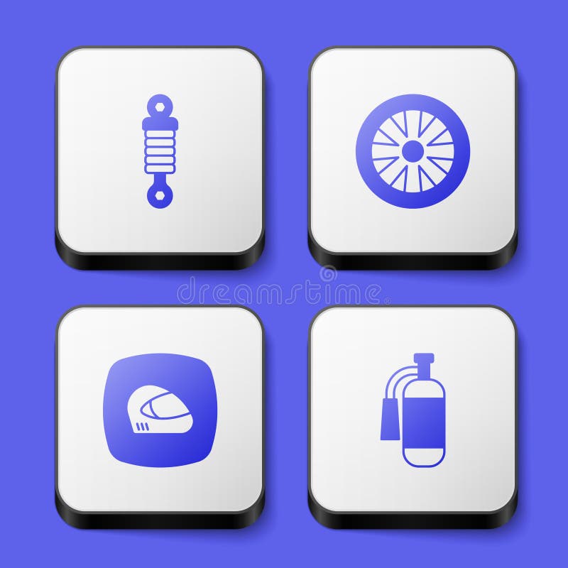 Set Shock Absorber, Alloy Wheel for Car, Racing Helmet and Fire ...