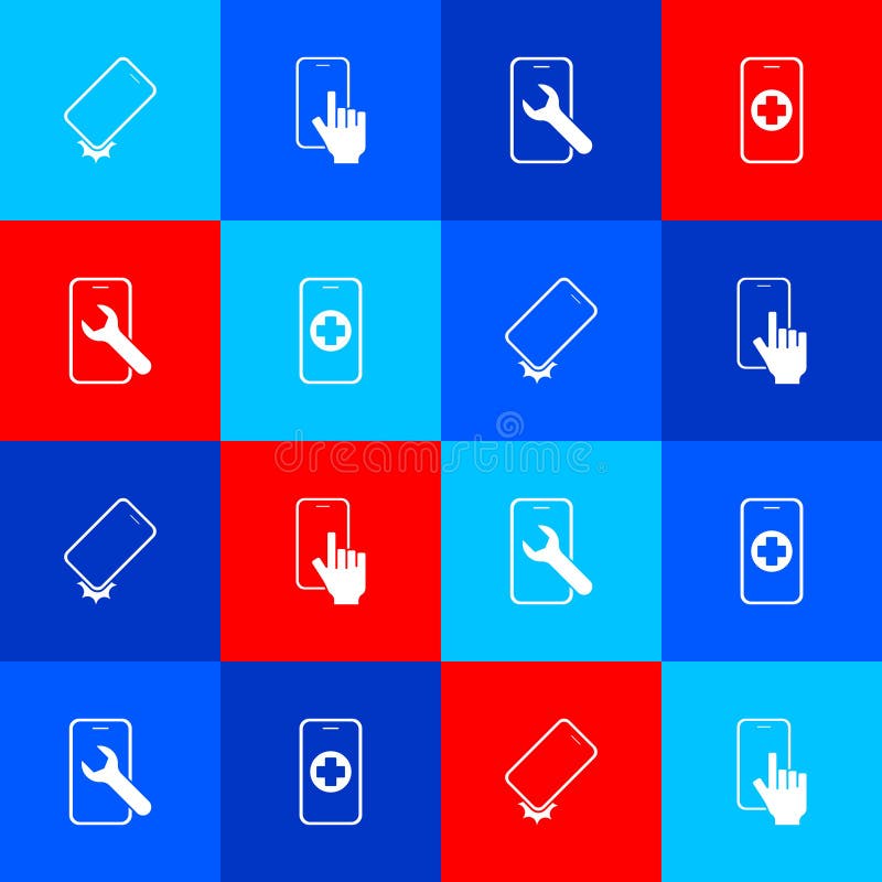 Set Shockproof Phone, Phone Repair Service, Mobile and Icon. Vector ...