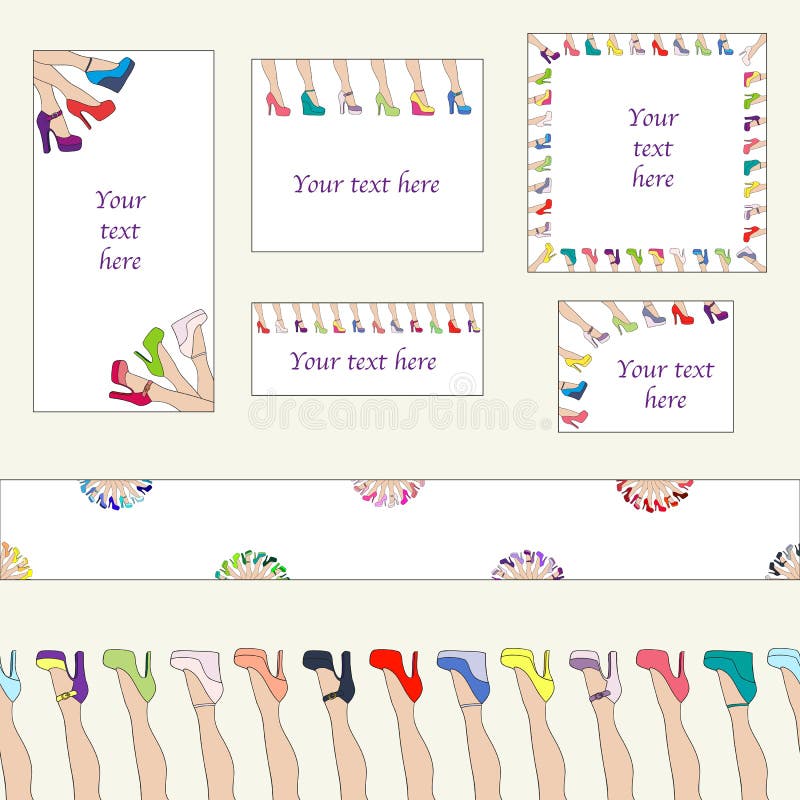 Set of Shoes Design Templates Stock Vector - Illustration of happiness ...