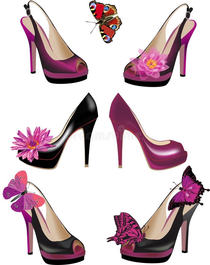 High Heel Decorated with Butterflies Stock Vector - Illustration of ...
