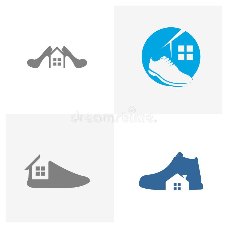 Set of Shoes with Home Logo Design Concept Vector Template, Icon Symbol ...