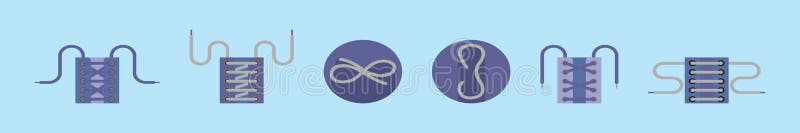 Set of Shoestring Cartoon Icon Design Template with Various Models ...
