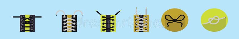 Set of Shoestring Cartoon Icon Design Template with Various Models ...