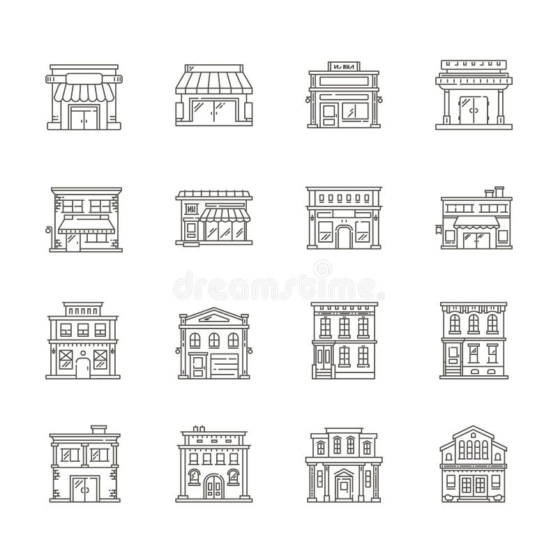 Set of Shop Building Icon Set Stock Vector - Illustration of business ...