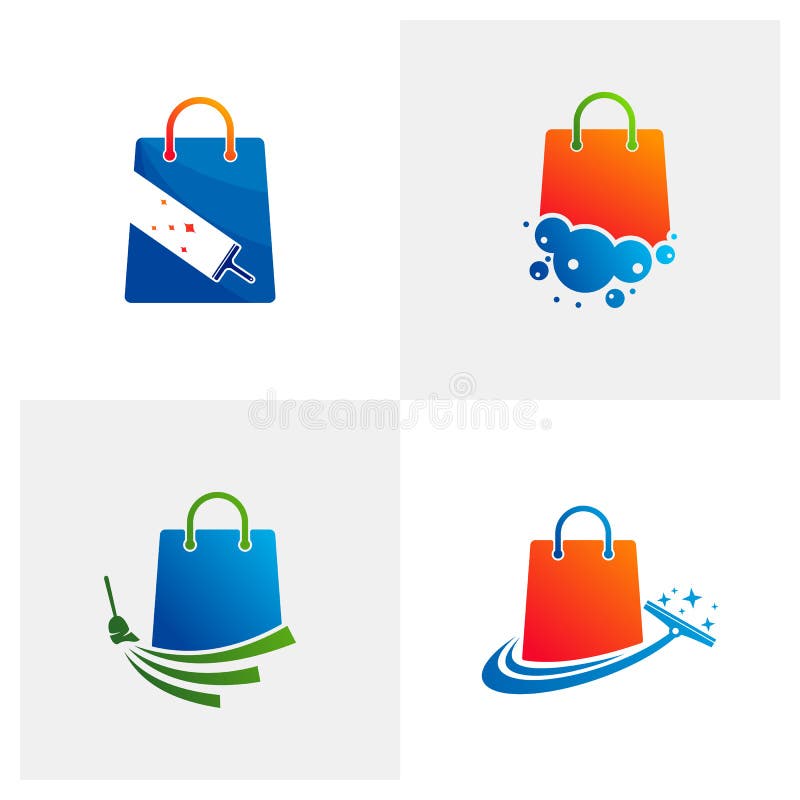 Set of Shop Clean Logo Vector Template, Creative Clean Logo Design ...