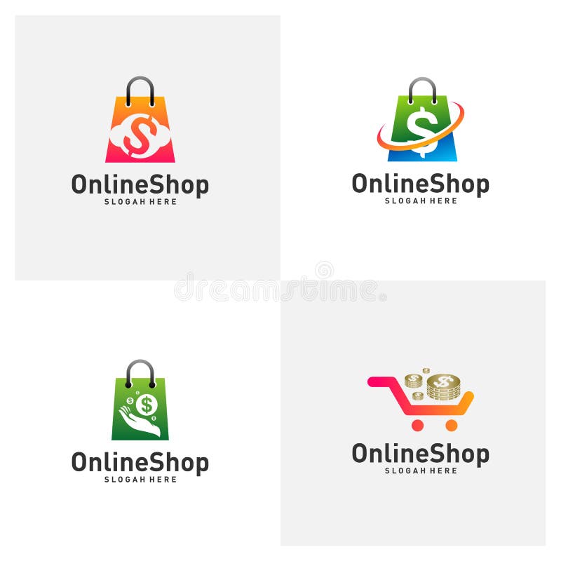 Set of Shop Icon with Money Logo Design Concept Vector, Simple Money ...