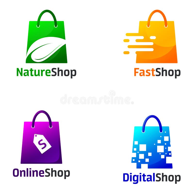 Set of Shop Logo Design Templates Stock Vector - Illustration of ...