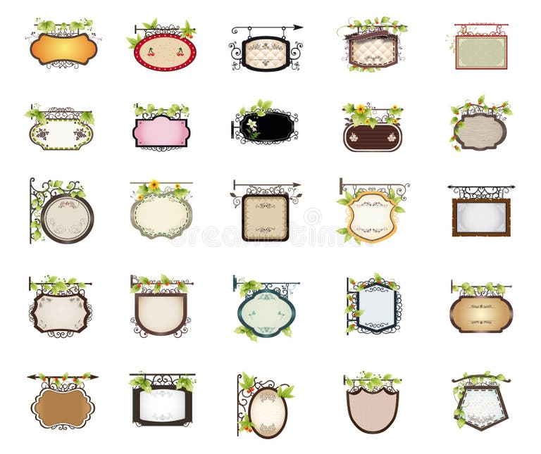 Set of shop signs design stock vector. Illustration of leaf - 20016381