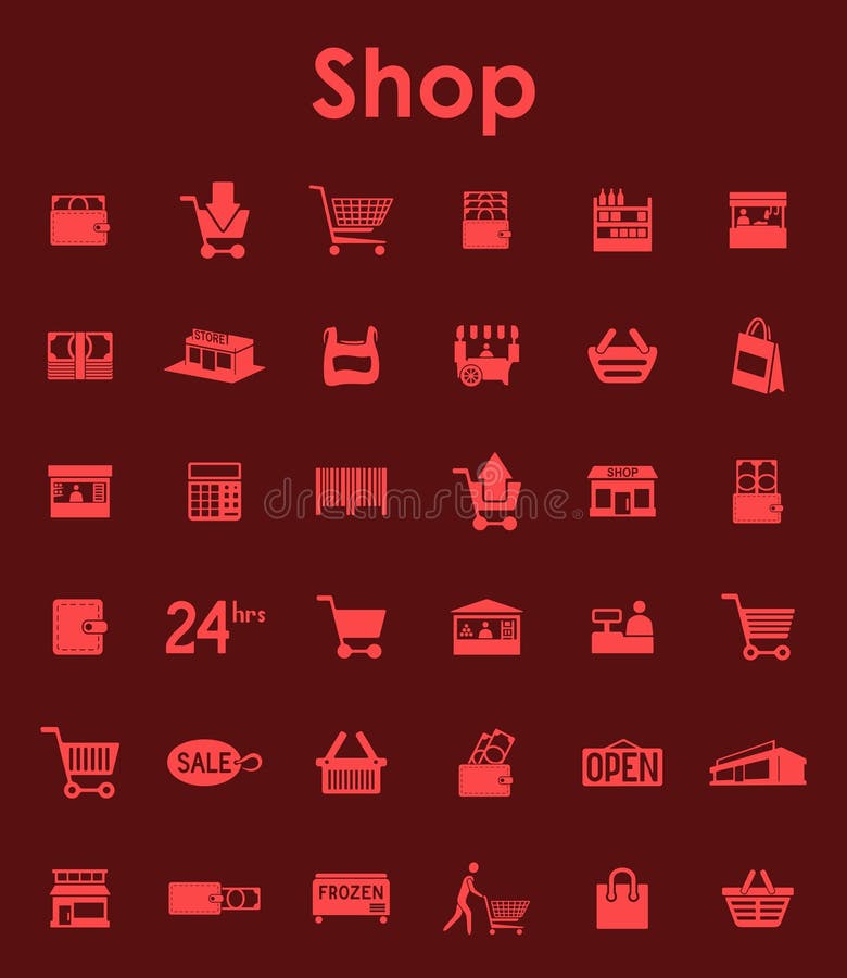 Set of shop simple icons stock vector. Illustration of building - 57719728