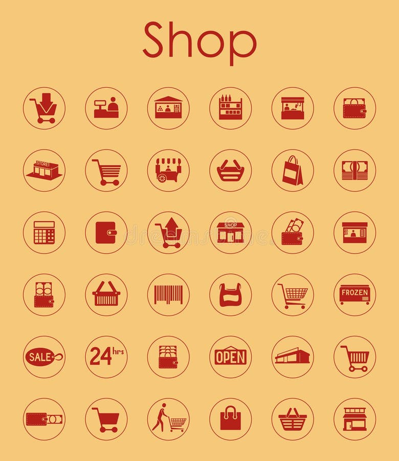 Set of shop simple icons stock vector. Illustration of icon - 57719757