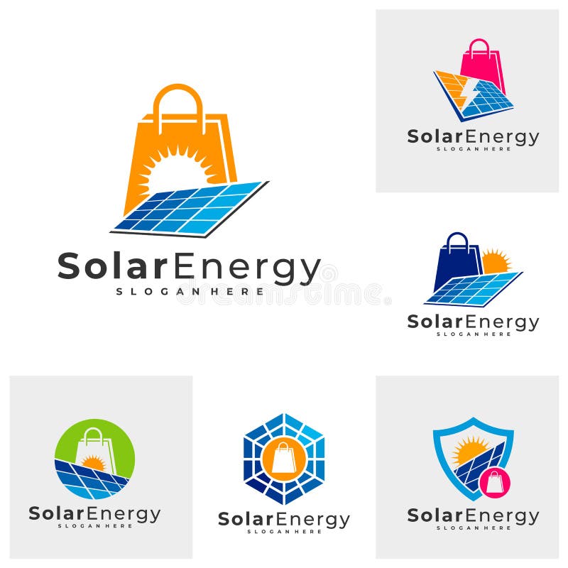 Set of Shop Solar Logo Vector Template, Creative Solar Panel Energy ...