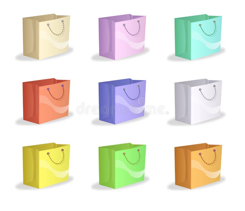 Shopping bag set stock illustration. Illustration of white - 30188058