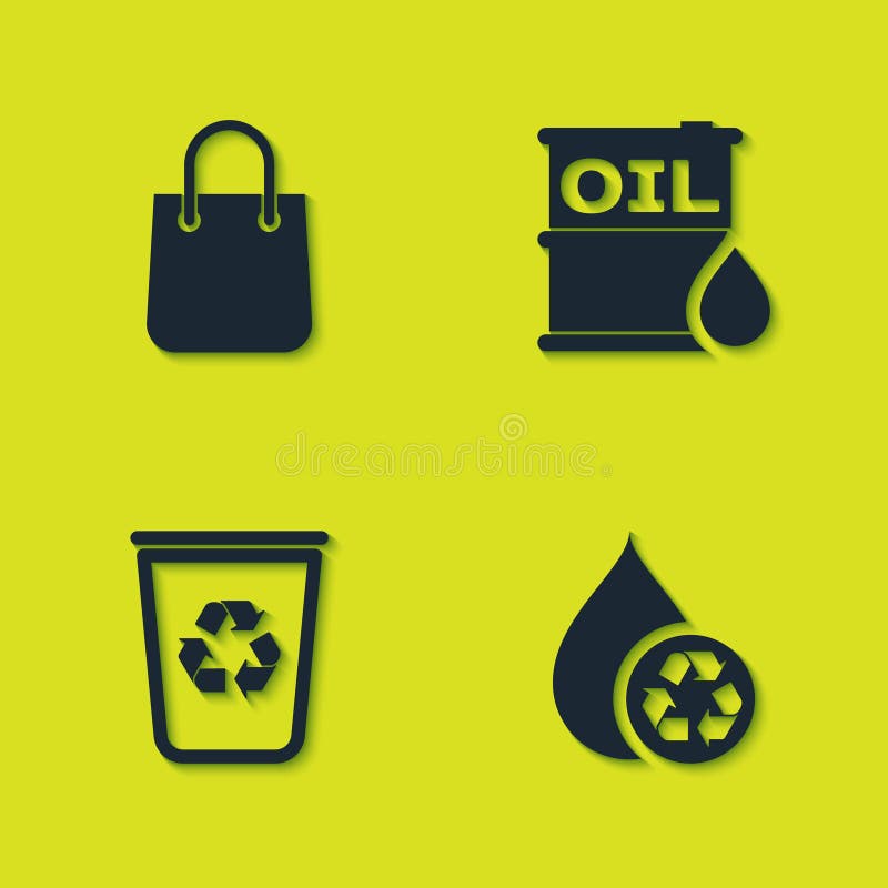 Set Shopping Bag, Recycle Clean Aqua, Bin with Recycle and Oil Barrel ... Set Shopping Bag, Recycle Clean Aqua, Bin with Recycle and Oil Barrel ...