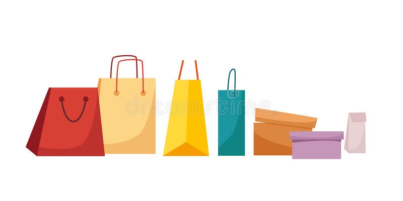 Set of Shopping Bags. Vector Cartoon Illustration Stock Vector ...