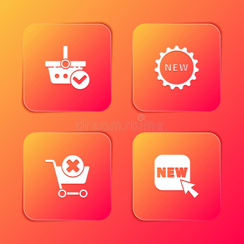 Set Shopping Basket with Check Mark, Price Tag Text New, Remove ...